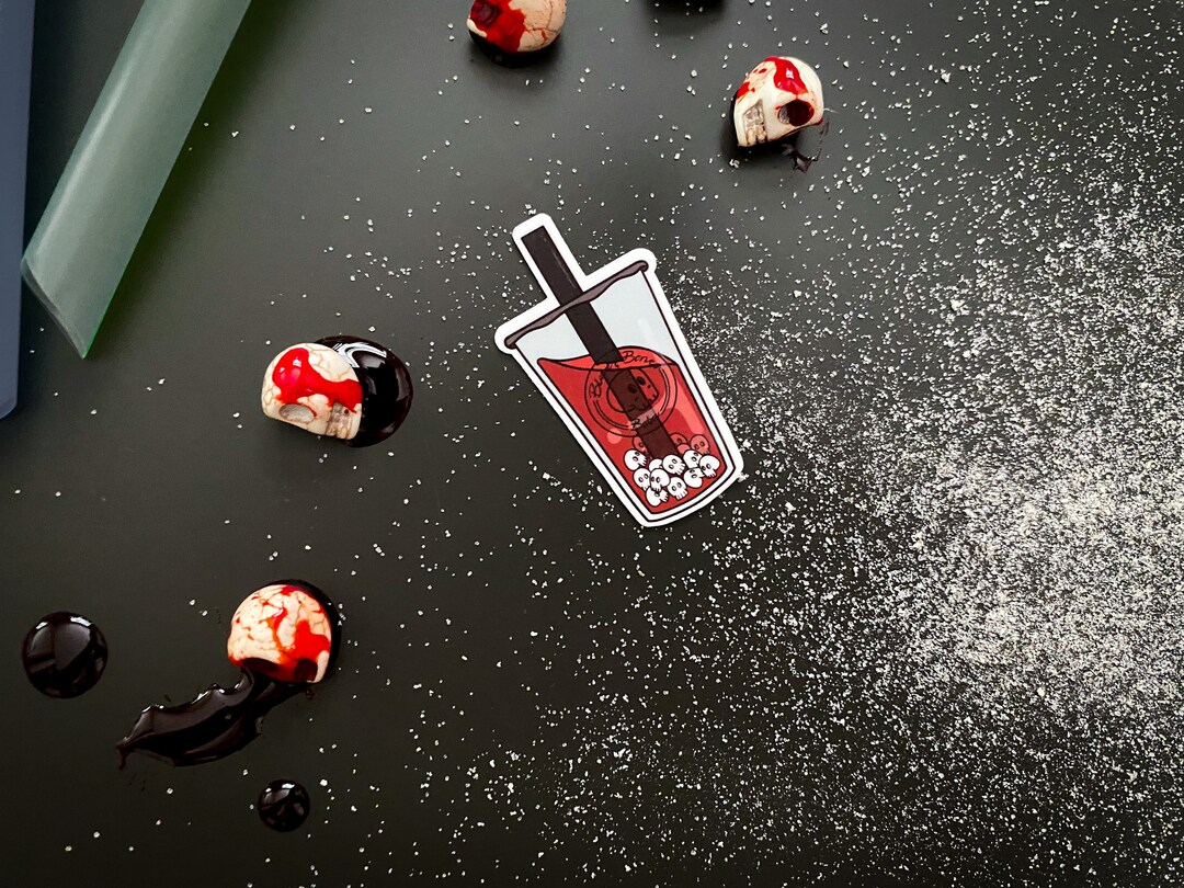 Skull Boba Waterproof Sticker Goth Sticker - Etsy