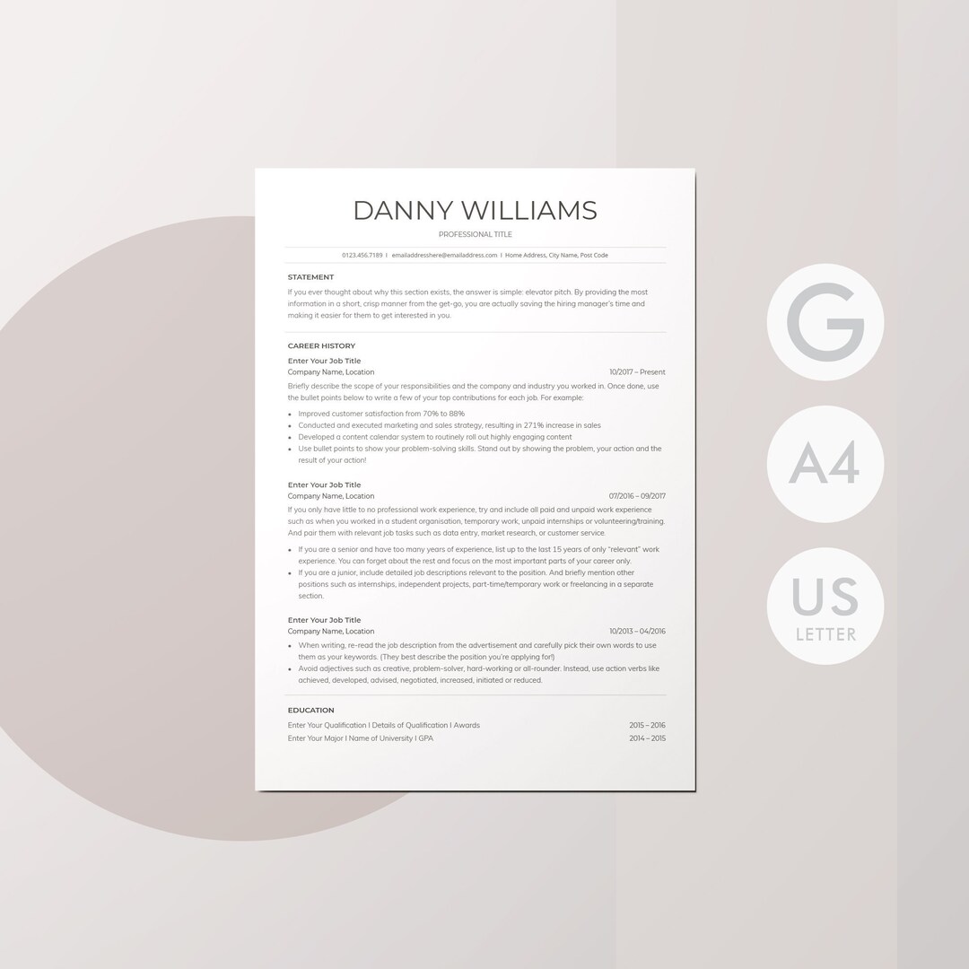 Google Docs Professional Resume Template, Google Simple Resume ...