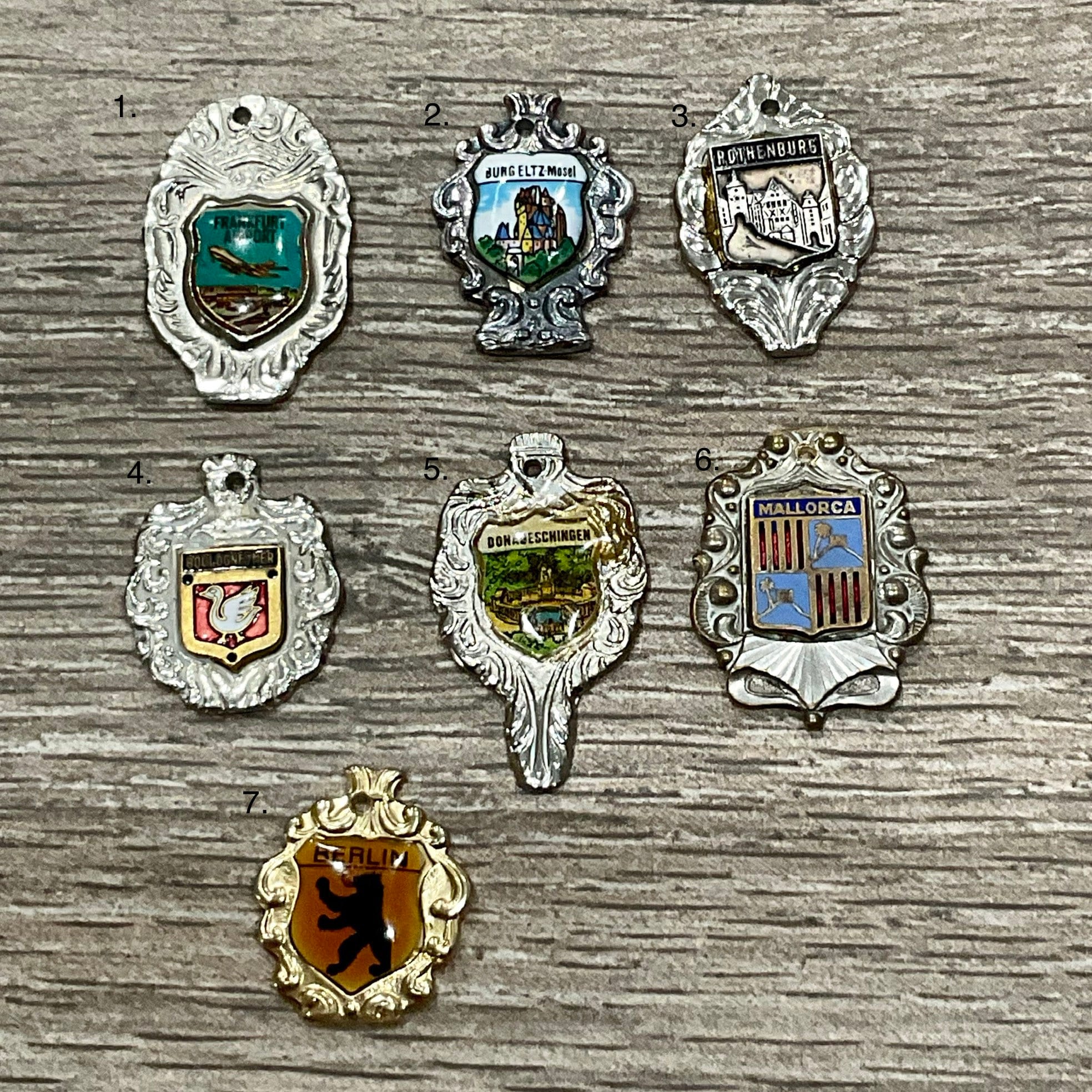 Vintage Travel Shield Charms/pendants | Europe - Etsy