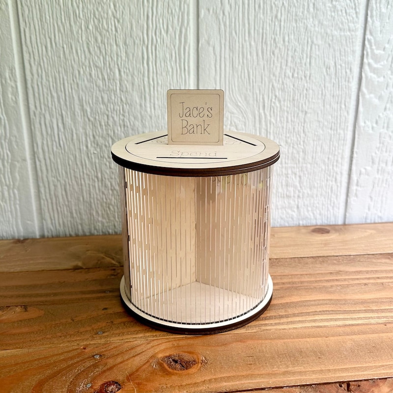 Give Save Spend Wood Bank - Etsy