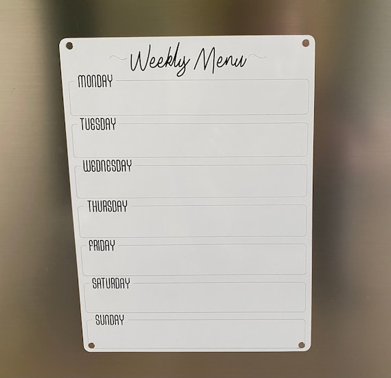 Magnetic Weekly Menu Dry Erase Whiteboard Doubled Sided Engraved Refrigerator Magnet White Board Family Meal Planning Gift for Her Etsy