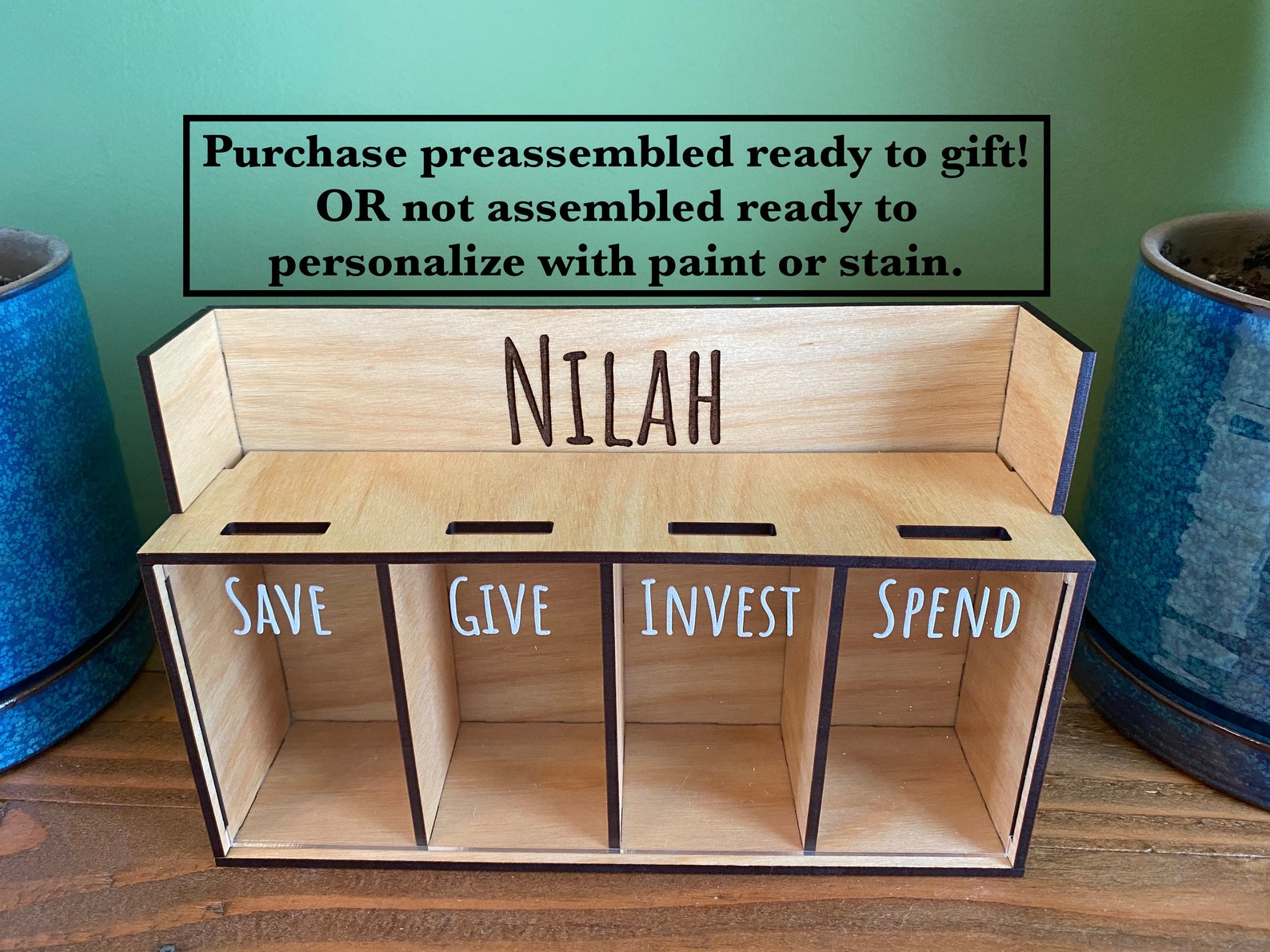 Save Give Invest Spend Money Bank Custom Personalized Name - Etsy