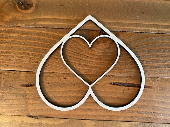 Upside Down Double Heart Wood Macrame Frame Laser Cut Board | Etsy