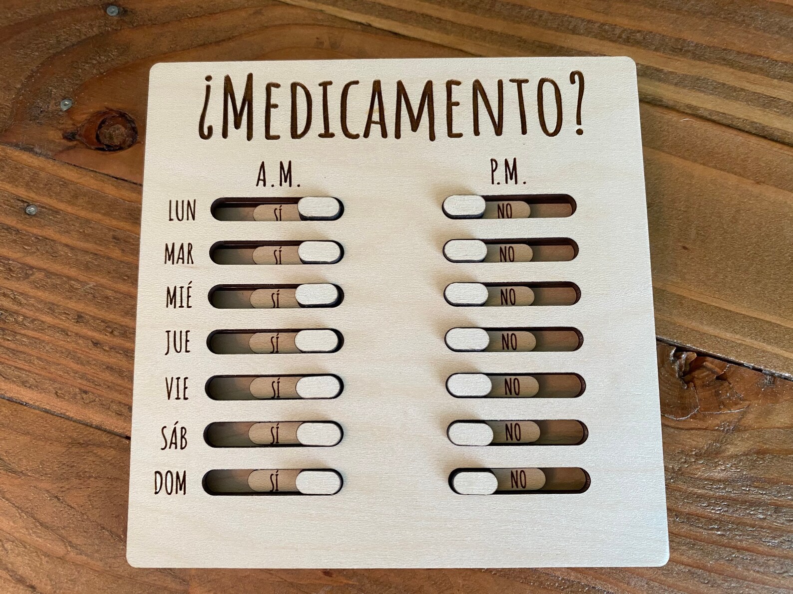 Spanish Wood Daily Medication Tracker Pill Reminder Wood - Etsy