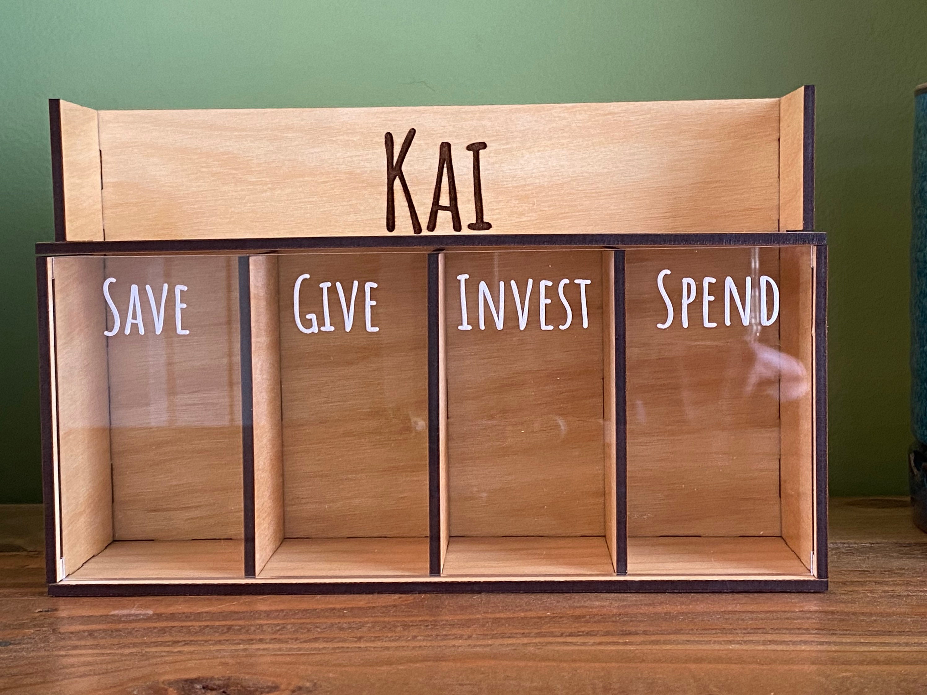 Save Give Invest Spend Money Bank Custom Personalized Name - Etsy
