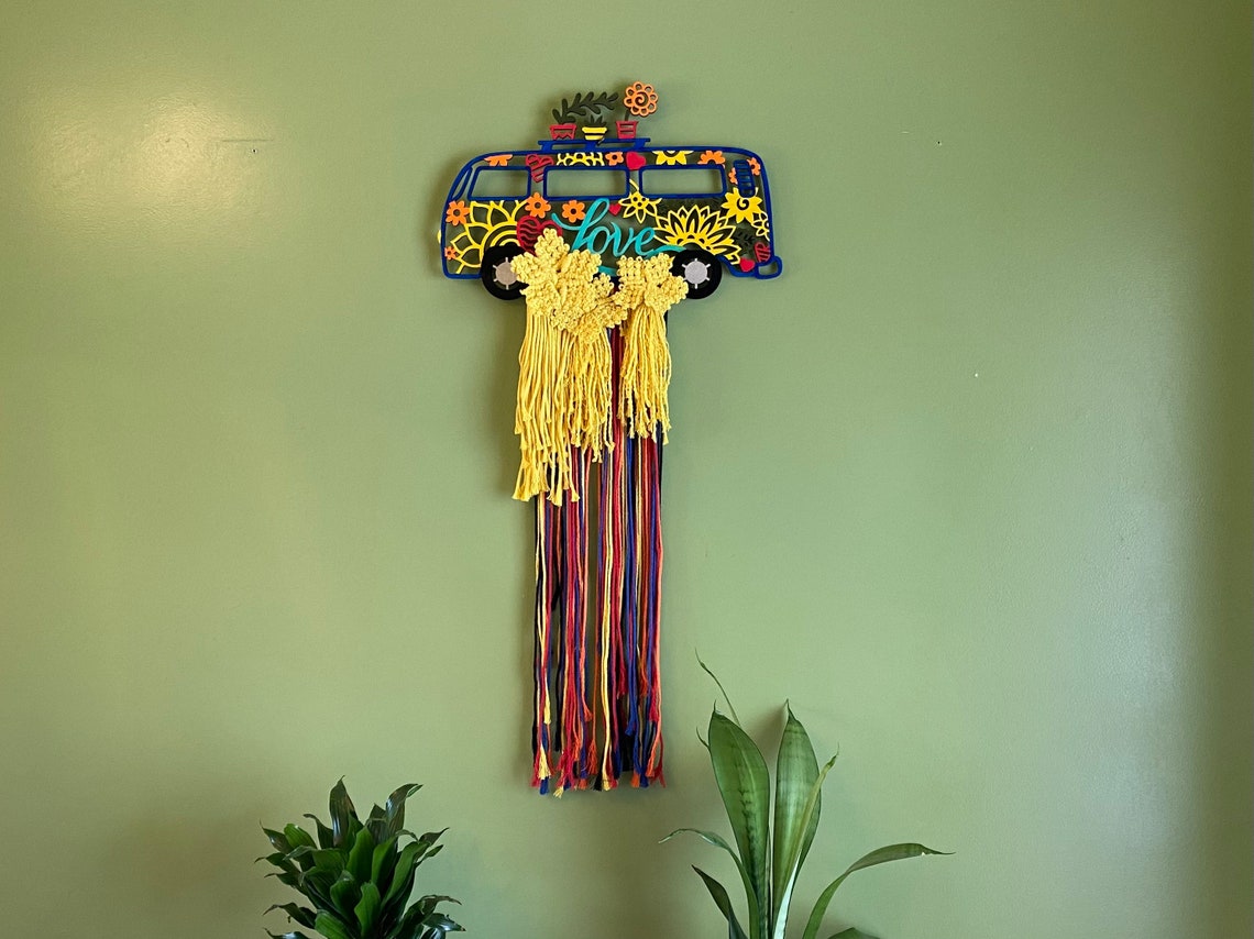 Hippie Van Wood Macrame Frame Laser Cut Board Fiber Art - Etsy