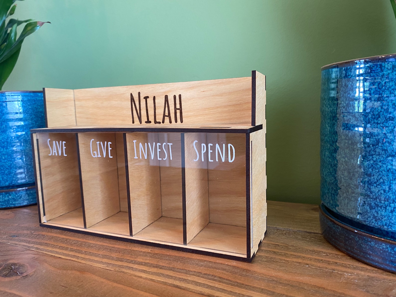 Save Give Invest Spend Money Bank Custom Personalized Name - Etsy