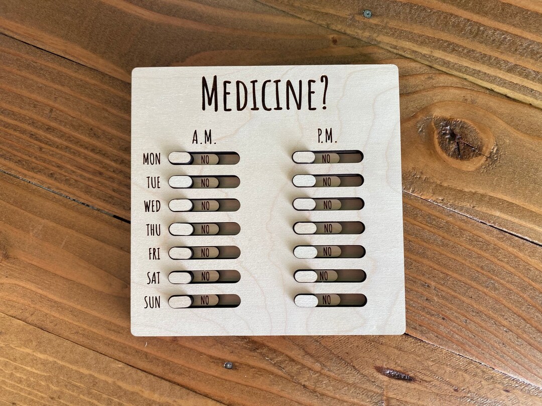 Wood Daily Medication Tracker - Pill Reminder Supplies - Wood Toggle ...