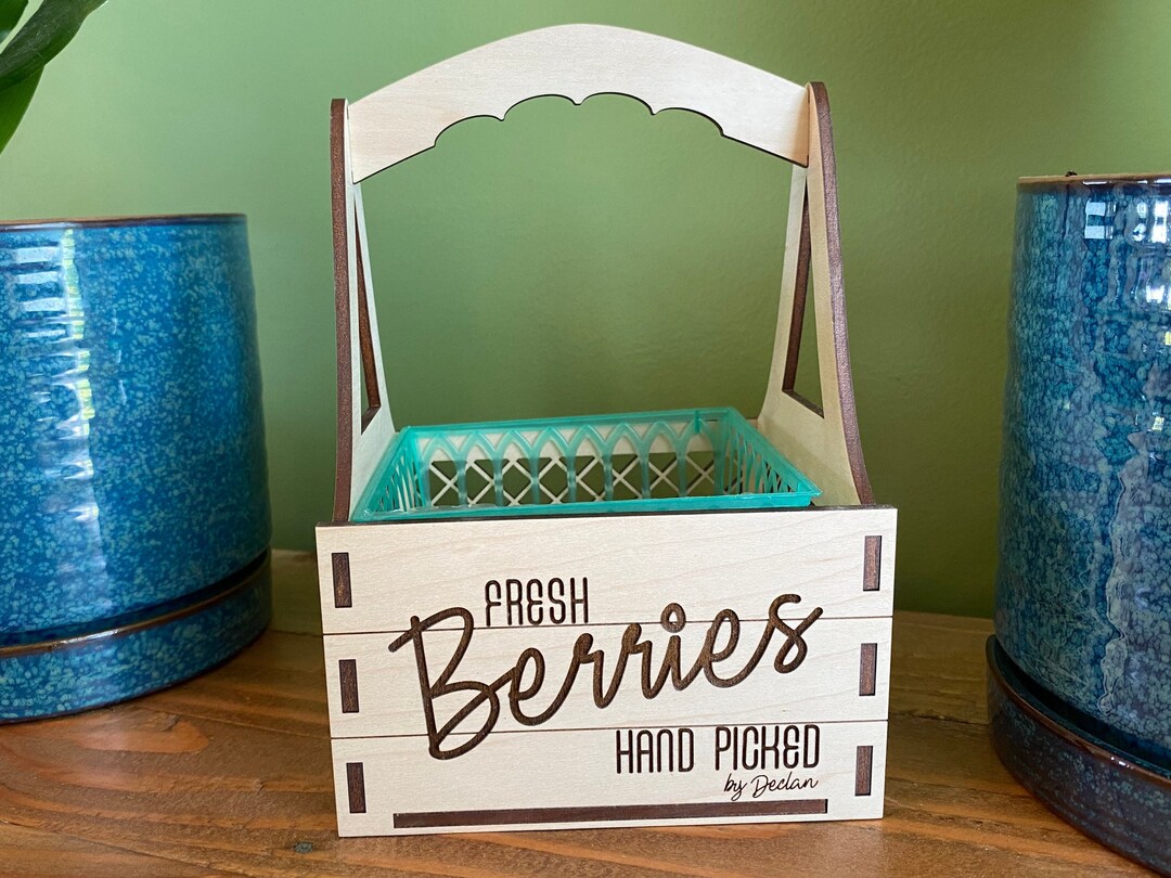 Personalized Wood Berry Picking Basket - Garden Box Hand Picked ...