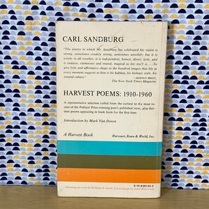 Harvest Poems Carl Sandburg 1910-1960 Vintage Paperback | Etsy