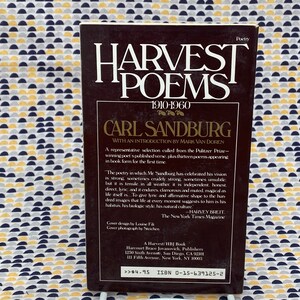 Harvest Poems Carl Sandburg 1910-1960 Vintage Paperback Book - Etsy