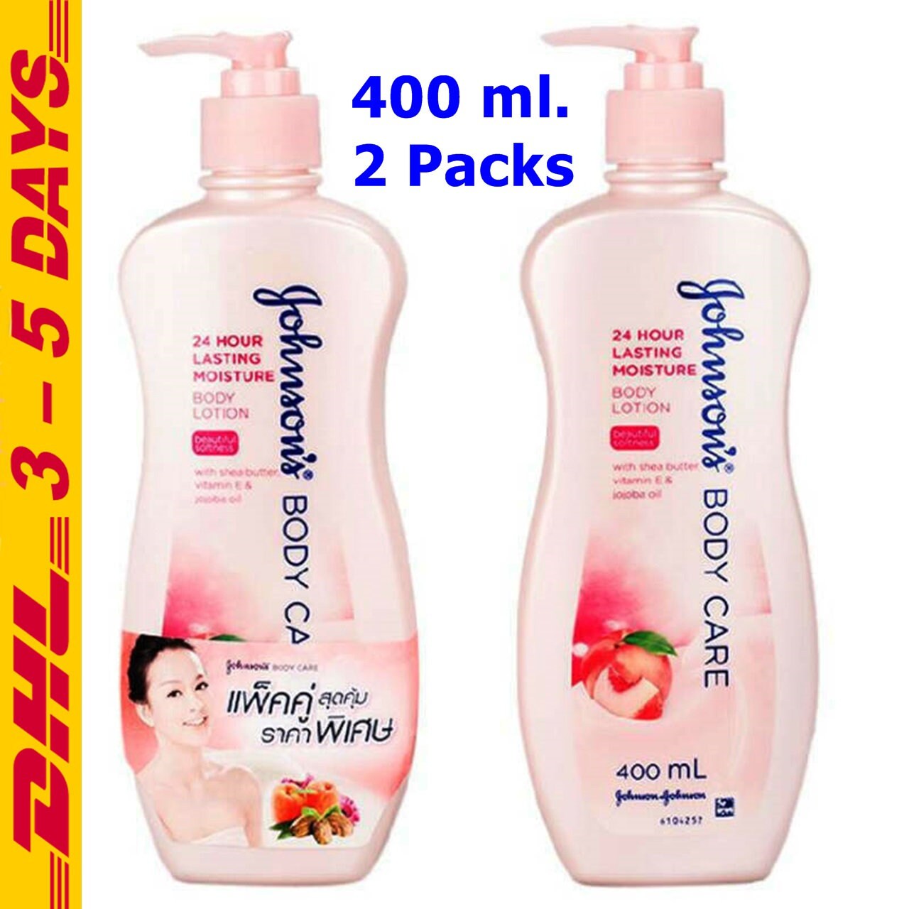 2 x Johnson's Body Lotion 24 Hour Lasting Moisture Peach | Etsy