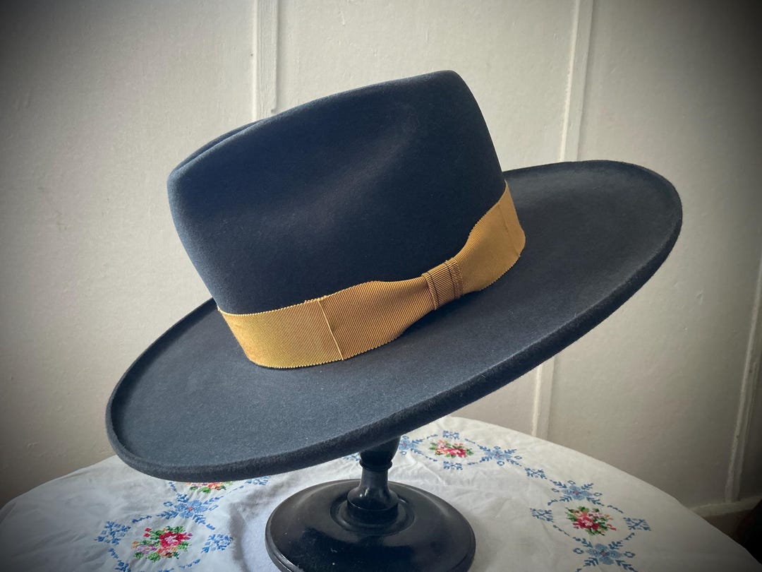 Hat ‚MAVERICK‘, Western Weight Felt Hat, Handmade, Yellow Hat Band ...