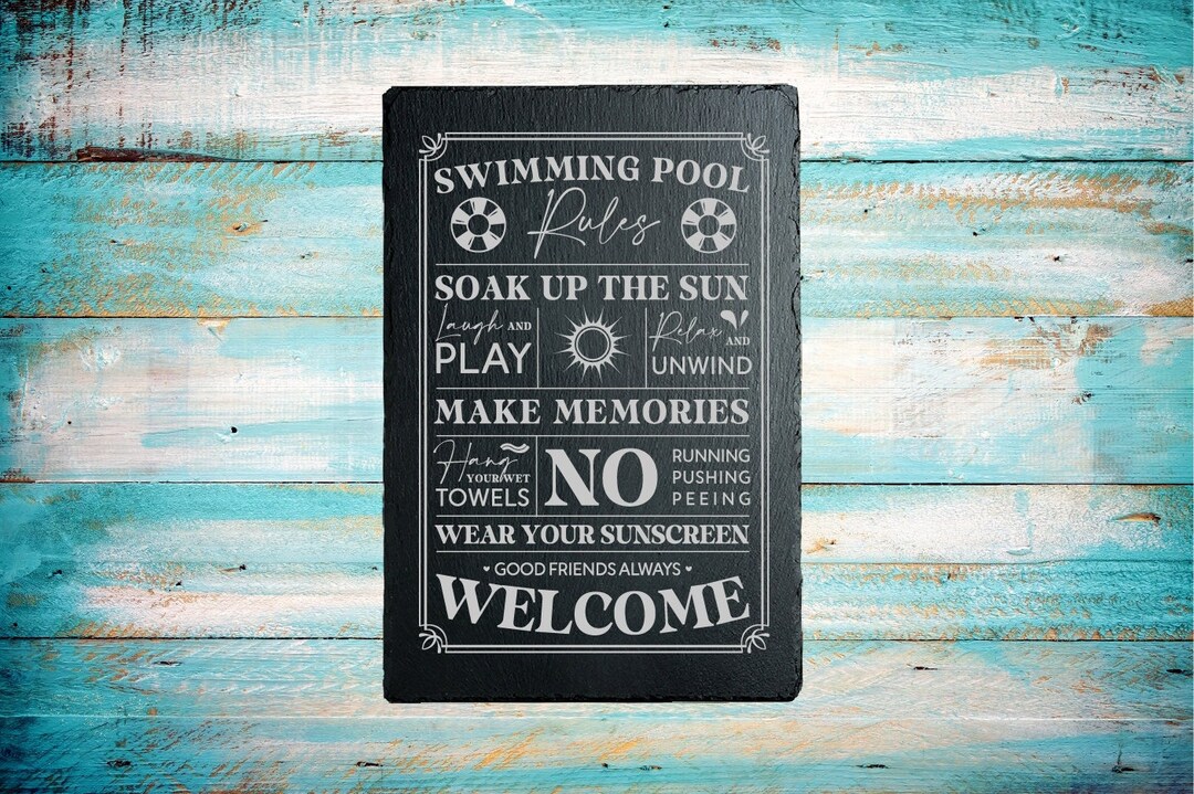 XXL Schild Gravur POOL REGELN auf Schiefer - Etsy 日本