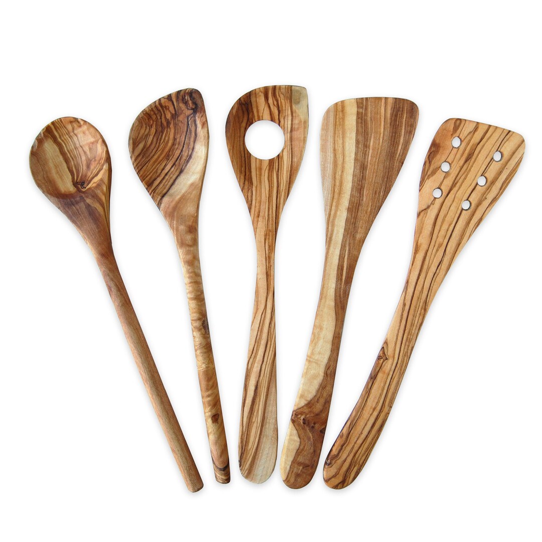 Set of 5 Cooking Spoons MIX Made of Olive Wood Kitchen - Etsy