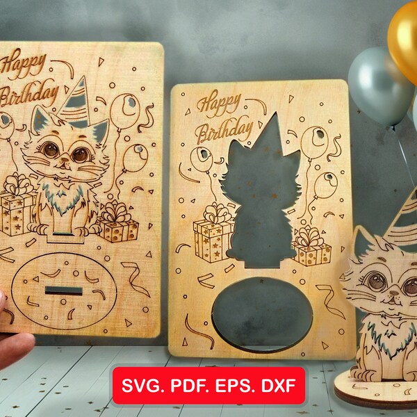 Cat Popup Card Svg - Etsy