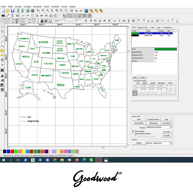 USA Map Laser Cut File, US States Puzzle SVG for Glowforge, Wooden ...
