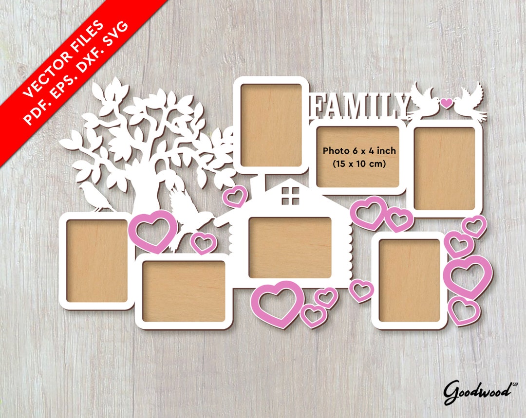 Digital File Photo Frame Family Collage, Vector File SVG DXF EPS, Photo ...