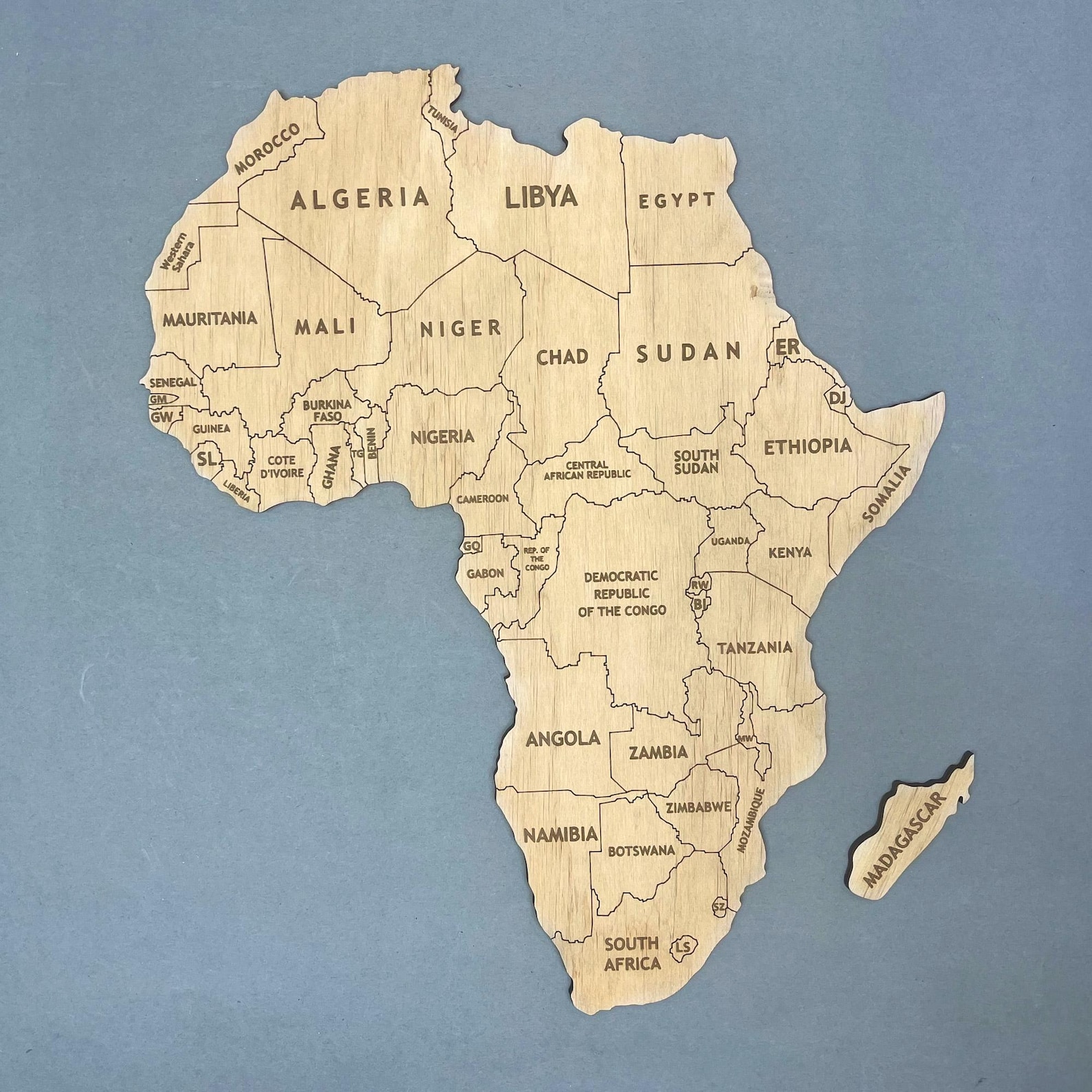 Map of Africa With Countries SVG DXF CDR Ai | Laser Cut Files | 12x12 ...