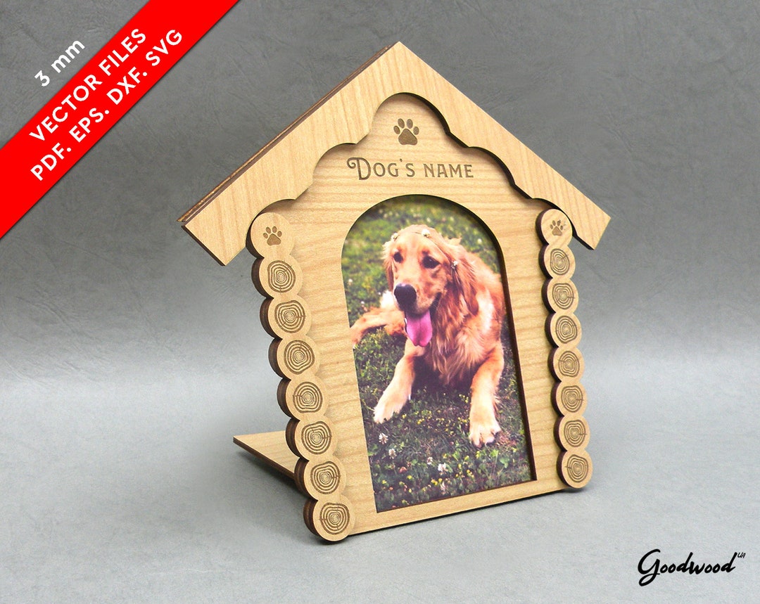 Dog Photo Frame, Laser Cut Files SVG DXF EPS, Pet Picture Frame ...