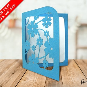 Flower Card SVG, Laser Cut Files DXF Cdr EPS, Wedding Day Card Digital ...