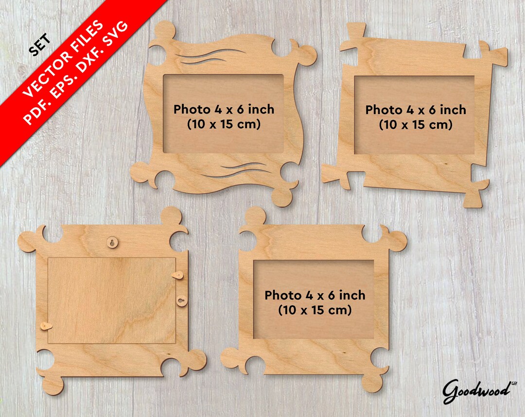 Puzzle Photo Frame SVG DXF Eps, Set of 3, CNC Picture Frames, Digital ...