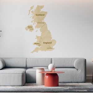 Big Wall Map of Great Britain SVG DXF, British Isles Wooden Map, UK ...