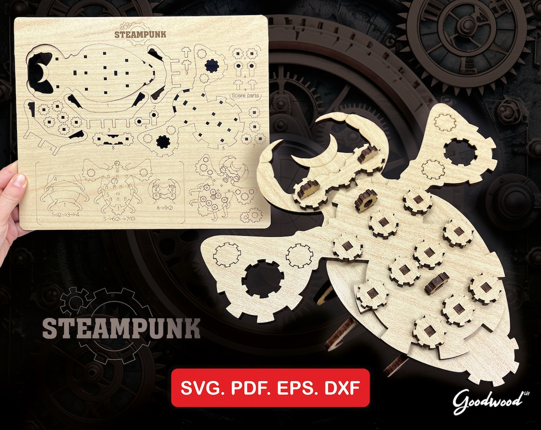 Steampunk beetle SVG DXF CdR Eps PdF, Laser Cut files, Steam punk ...