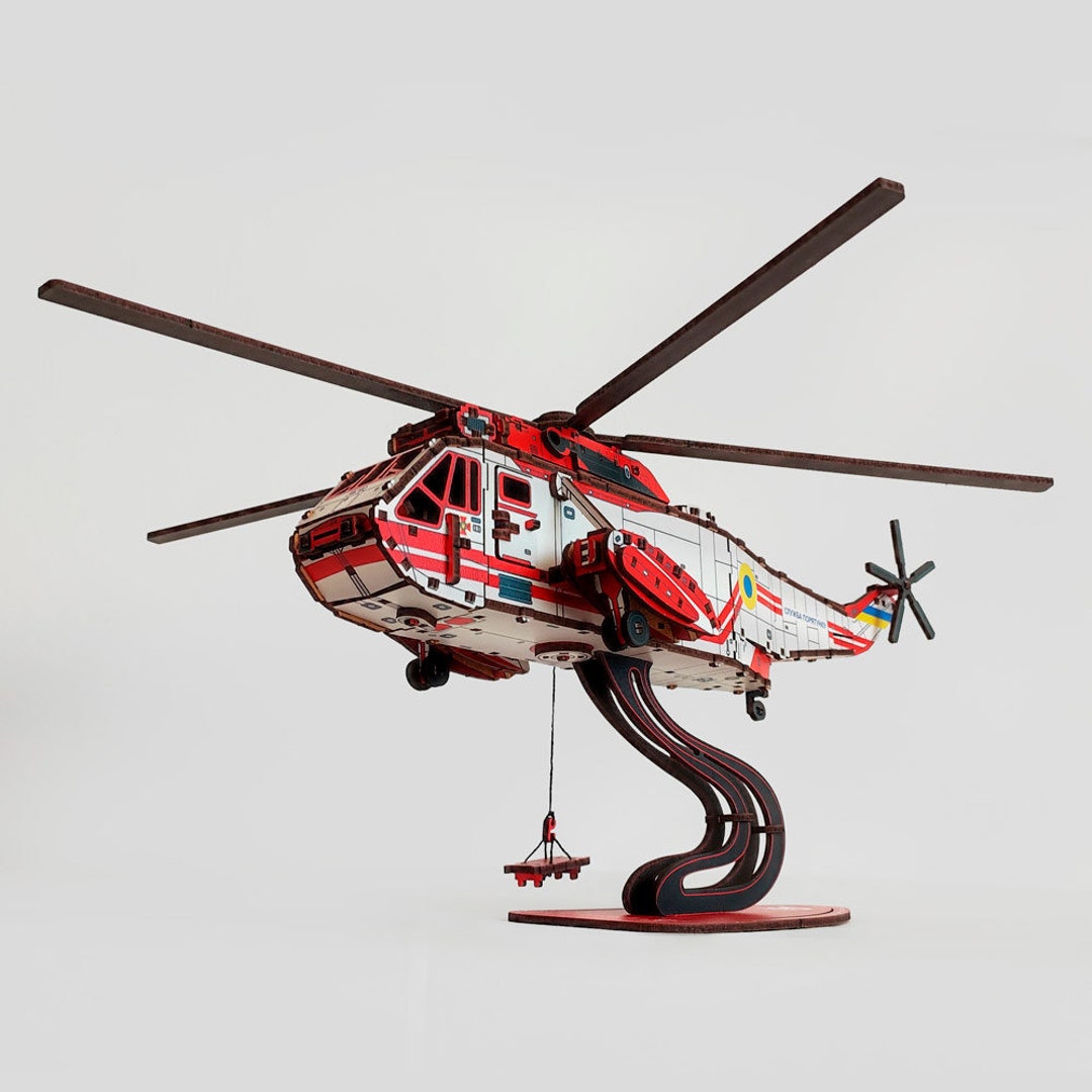 Wooden 3D Model Rescue Helicopter, 3DBRT | Aero Model Kit | Craft Kit ...