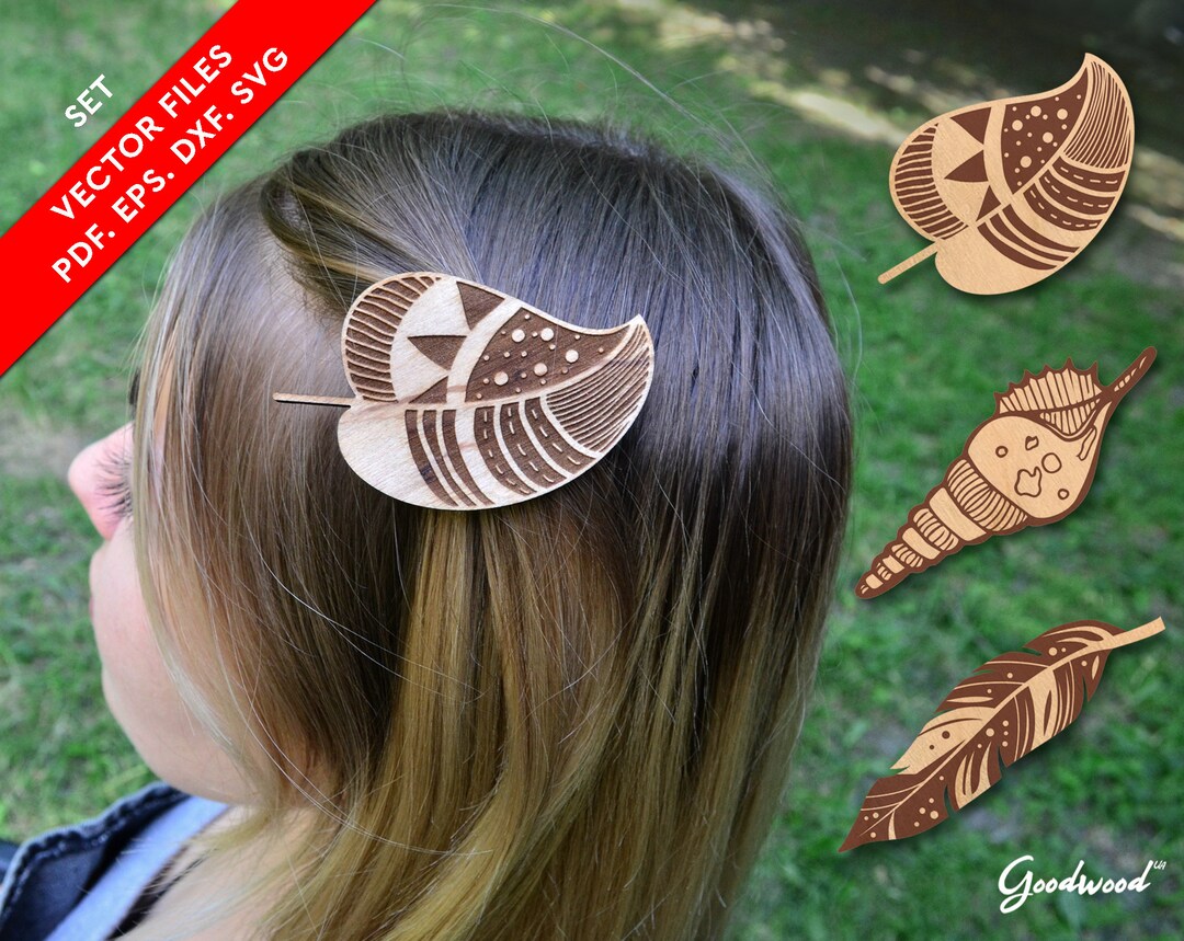 Hair Clip Laser Cut SVG File, Wood Hair Clip, Accessories Wooden ...