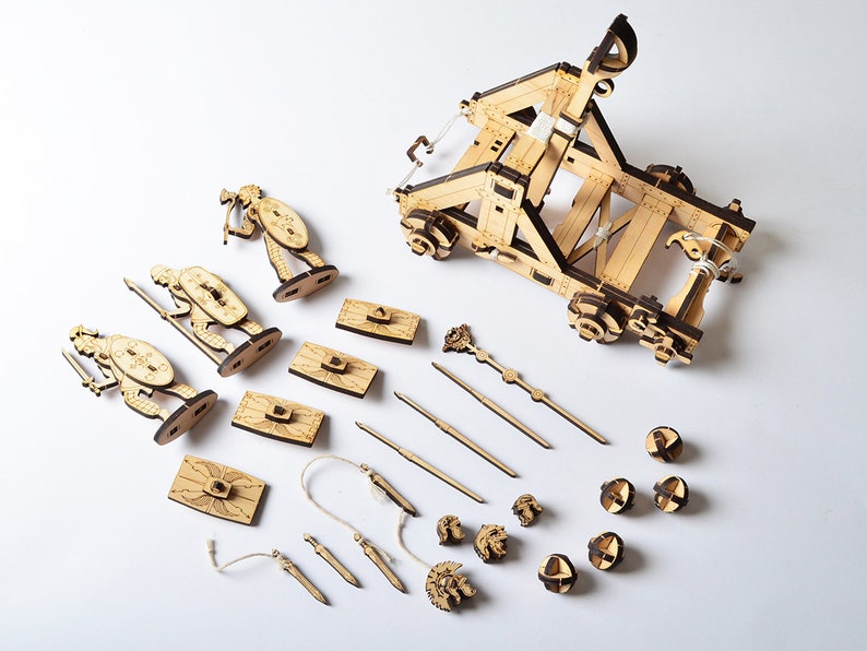 3D Puzzle Template for DIY Catapult Model Kit — CNC and Laser Cut Files ...