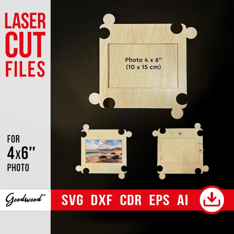 Puzzle Photo Frame SVG for Laser Cut, 4x6 Picture Frame Template ...
