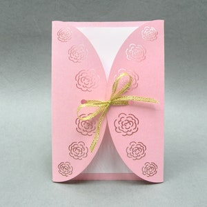 Rose Card Template SVG | Laser Cut Files DXF EPS | Wedding Invitation ...