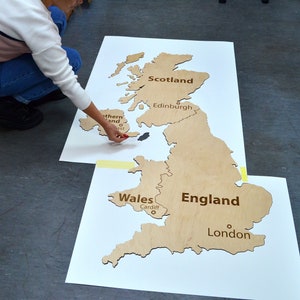 Big Wall Map of Great Britain SVG DXF, British Isles Wooden Map, UK ...