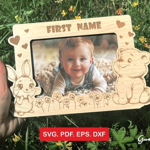 Photo Frame for Baby SVG, Personalized Frame With Name 4x6", Wooden ...