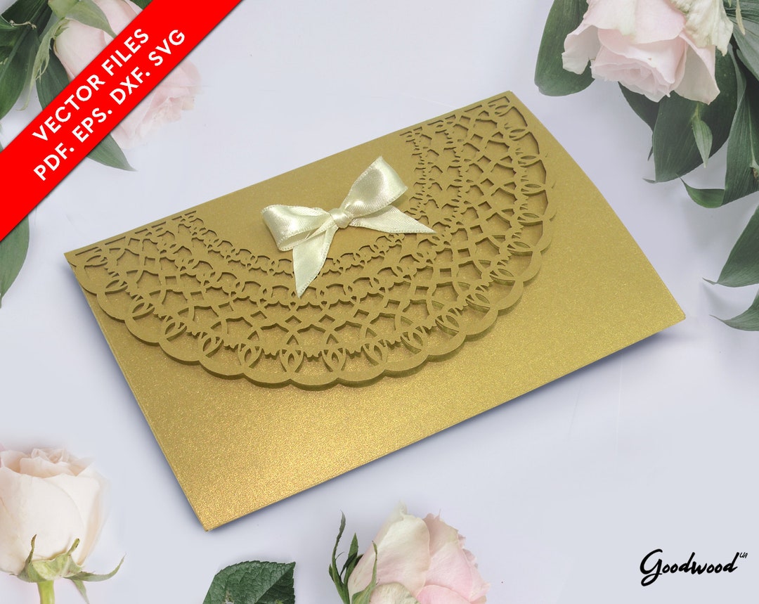 4x7" Pocket Envelope SVG Template, Wedding Invitation Papercut, Laser ...