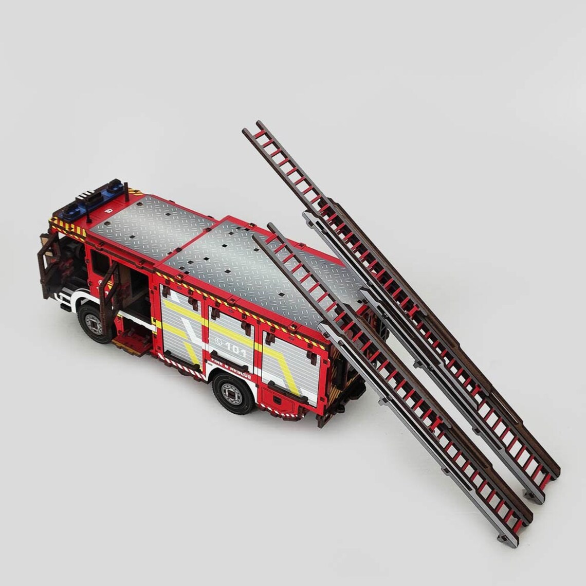 3D Wooden Fire Truck Model 3DBRT, Assembly Kit, Mechanical 3D Model ...