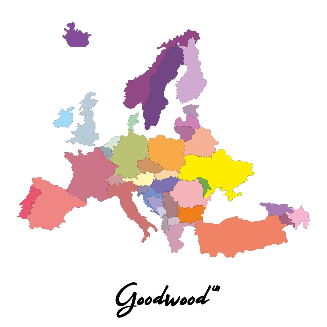 Europe Map With Countries and Capitals SVG DXF, Vector File for Laser ...