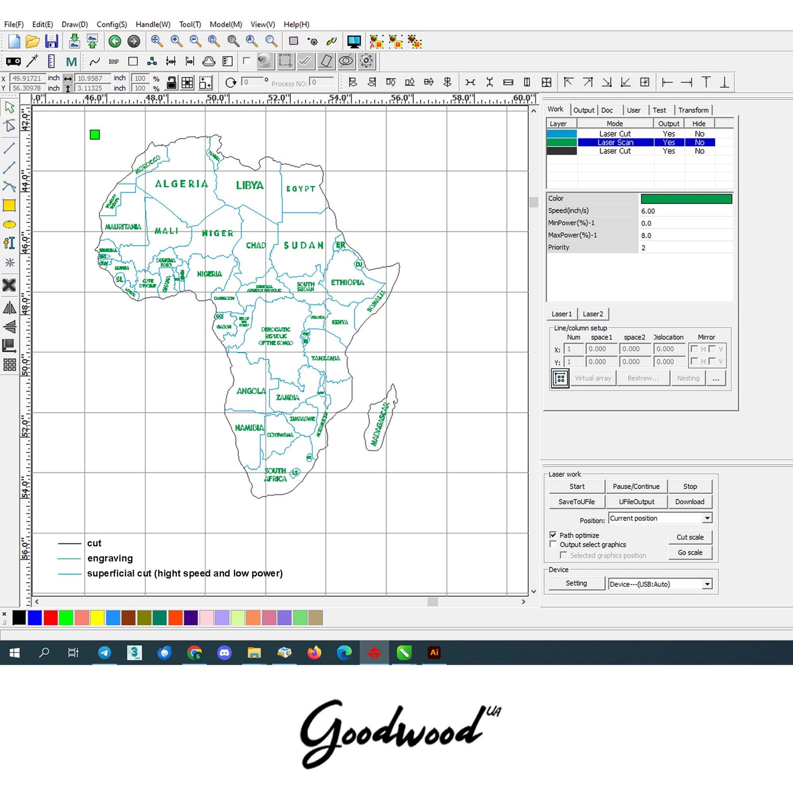 Map of Africa With Countries SVG DXF CDR Ai | Laser Cut Files | 12x12 ...