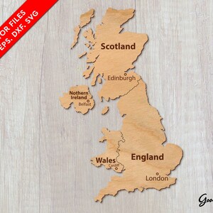 Big Wall Map of Great Britain SVG DXF, British Isles Wooden Map, UK ...