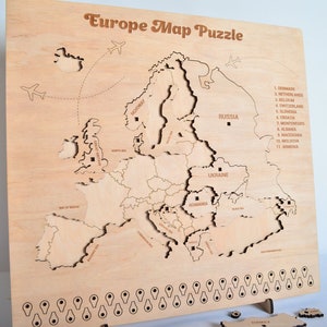 Wooden Desk Map 3DBRT Puzzle of Europe Puzzle Gift for Travellers Wood ...