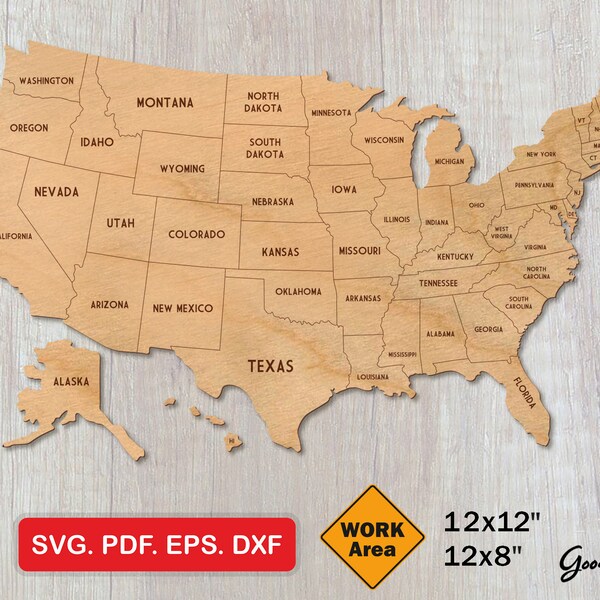Usa Map Laser Cut Dxf - Etsy