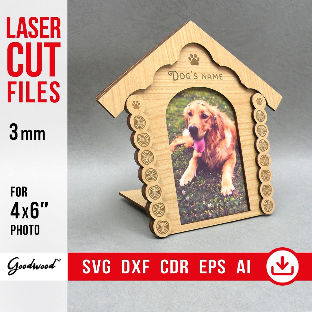 Layered Dog Photo Frame SVG for Laser Cut, Pet Memorial Picture Frame ...