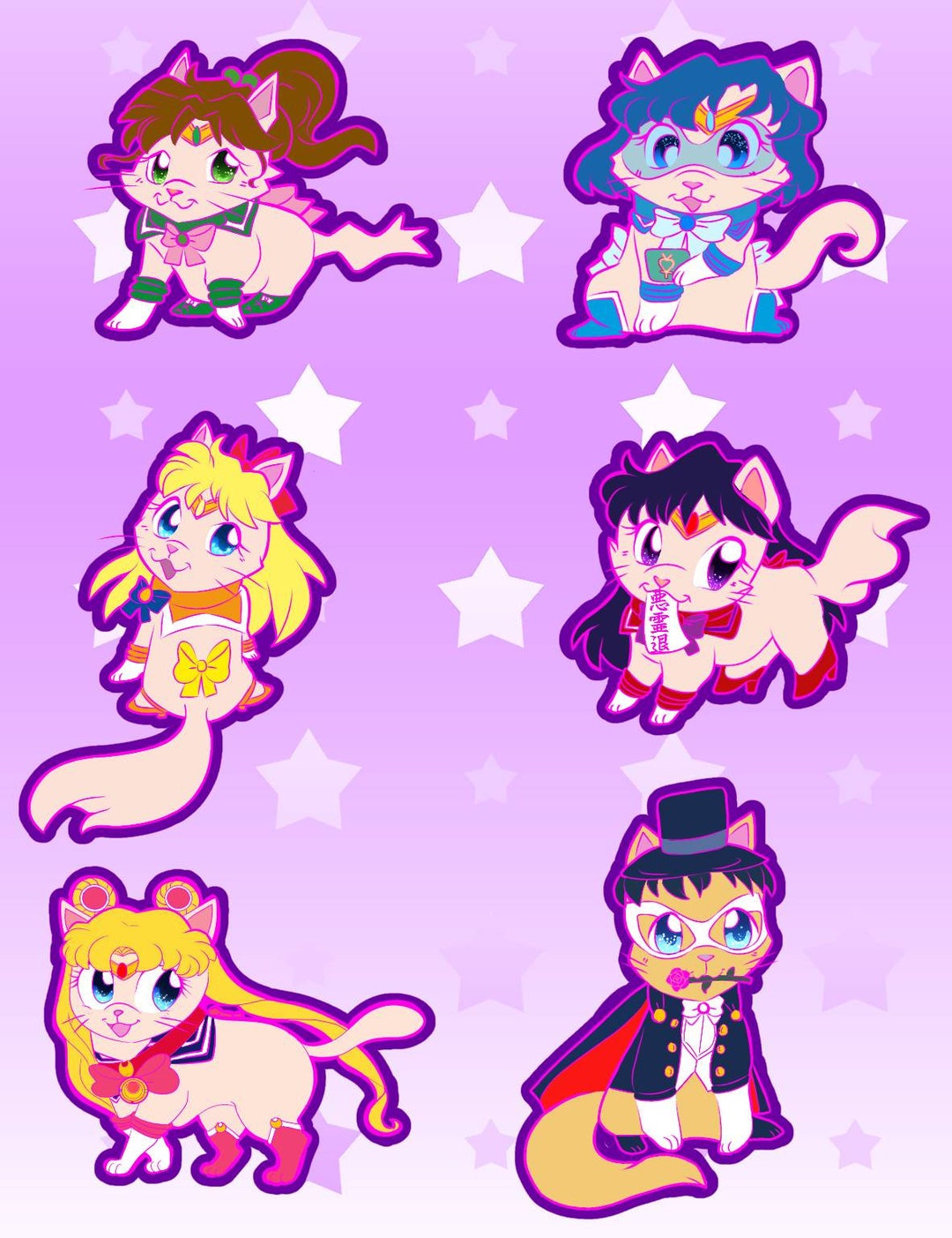 Sailor Moon Cats stickers - Etsy
