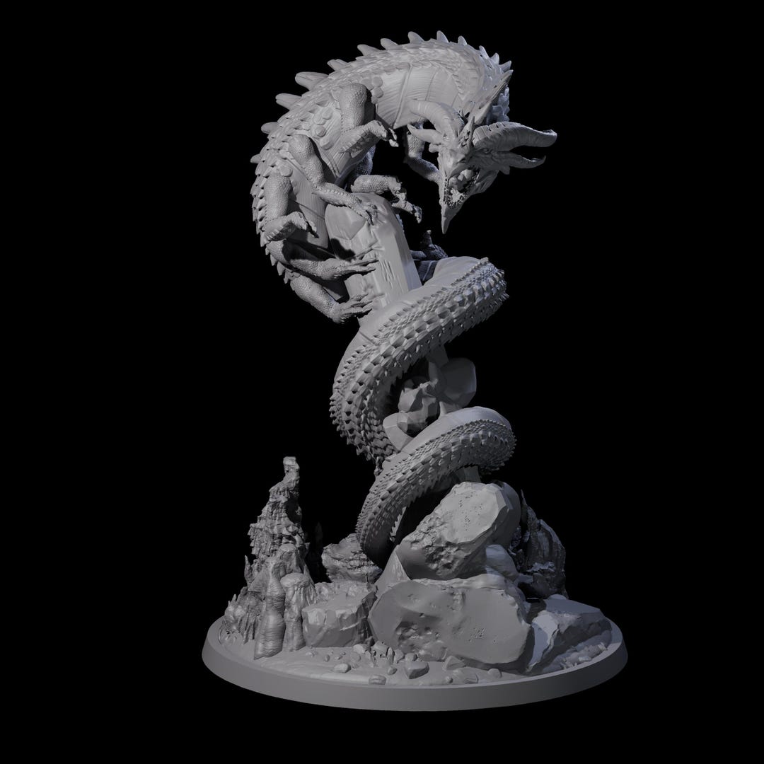 Coiled Behir Miniature for D&D, Dungeons and Dragons, Pathfinder and ...