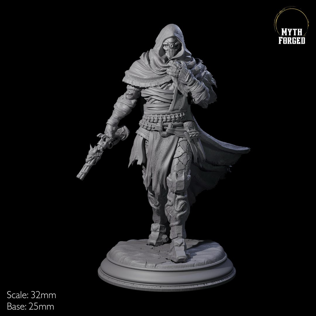 Cloaked Warforged Gunslinger Fighter Miniature for D&D, Dungeons and ...