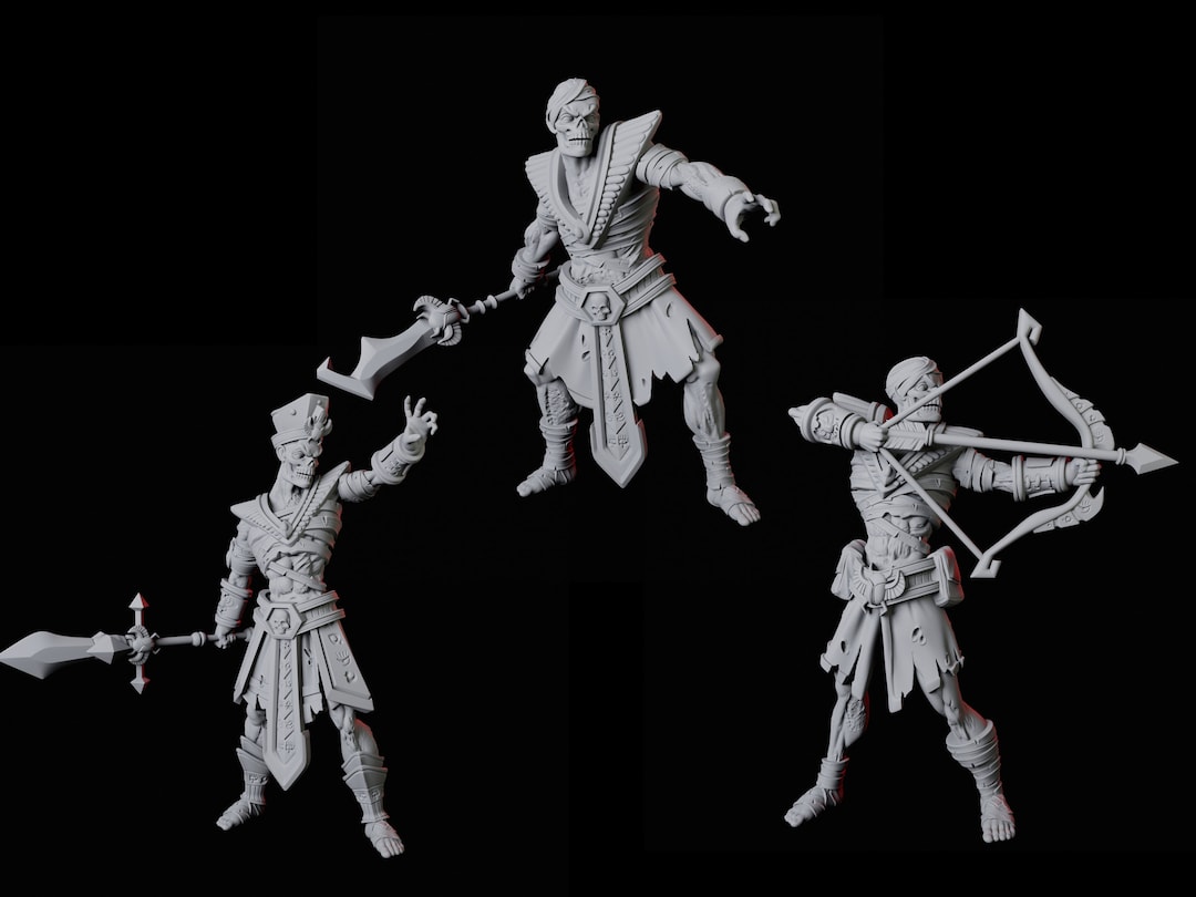 Trio of Undead Ancient Egyptian Guard Mummy Miniatures for D&D ...