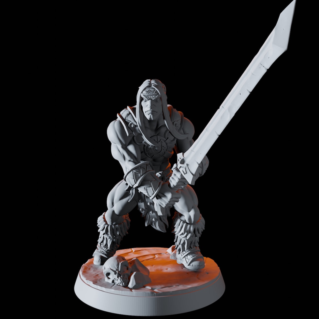 Human Barbarian Miniature A - D&D, Dungeons and Dragons, Pathfinder and ...