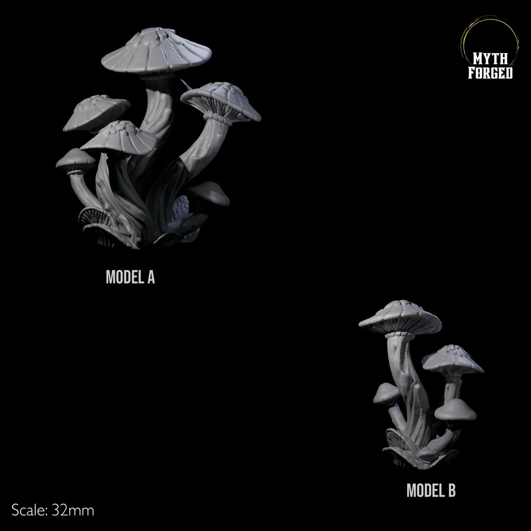 Two Spongy Mushroom Underdark Fungus Scatter Terrain Miniatures for D&D ...