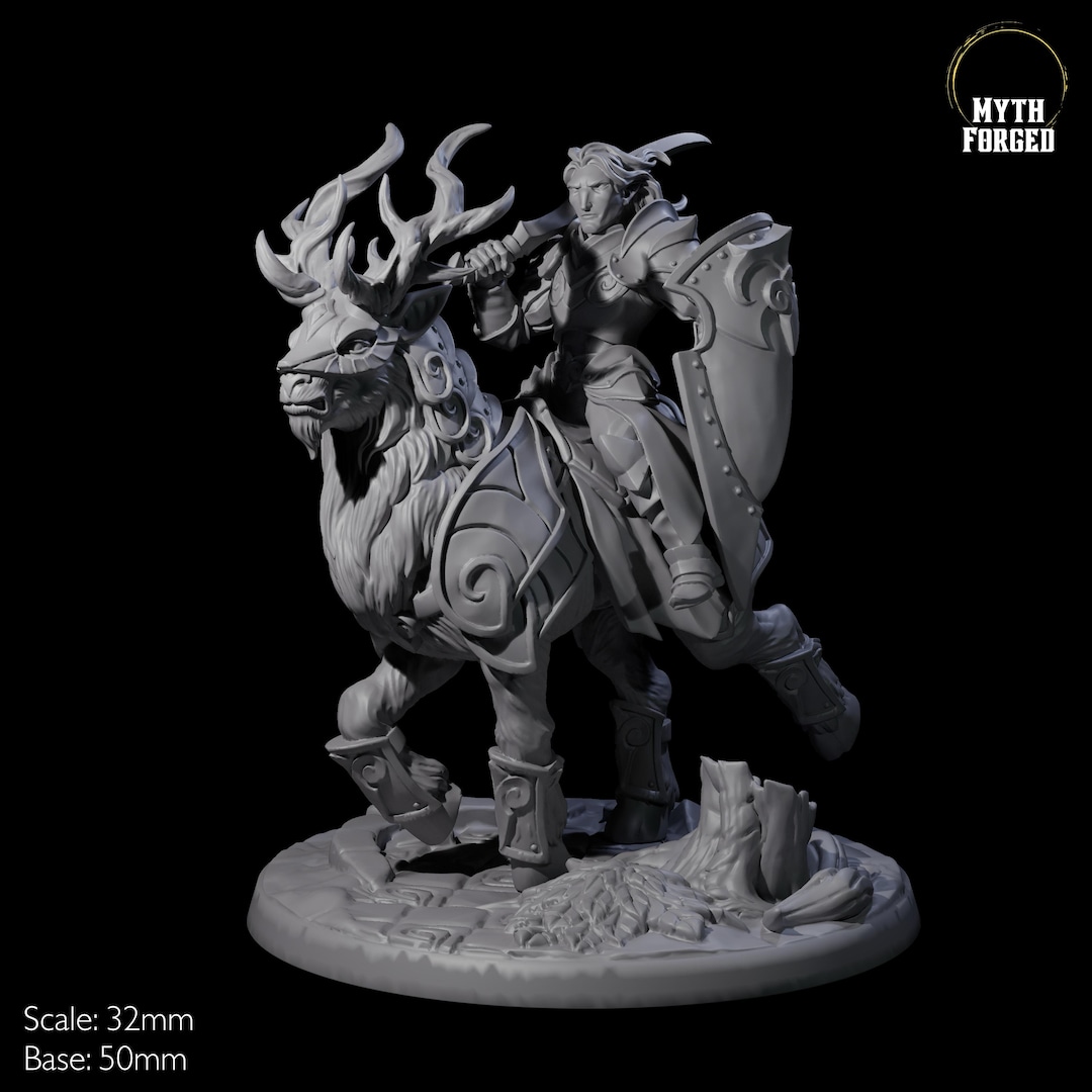Elf Rider on Giant Elk or Deer Miniature A for D&D, Dungeons and ...